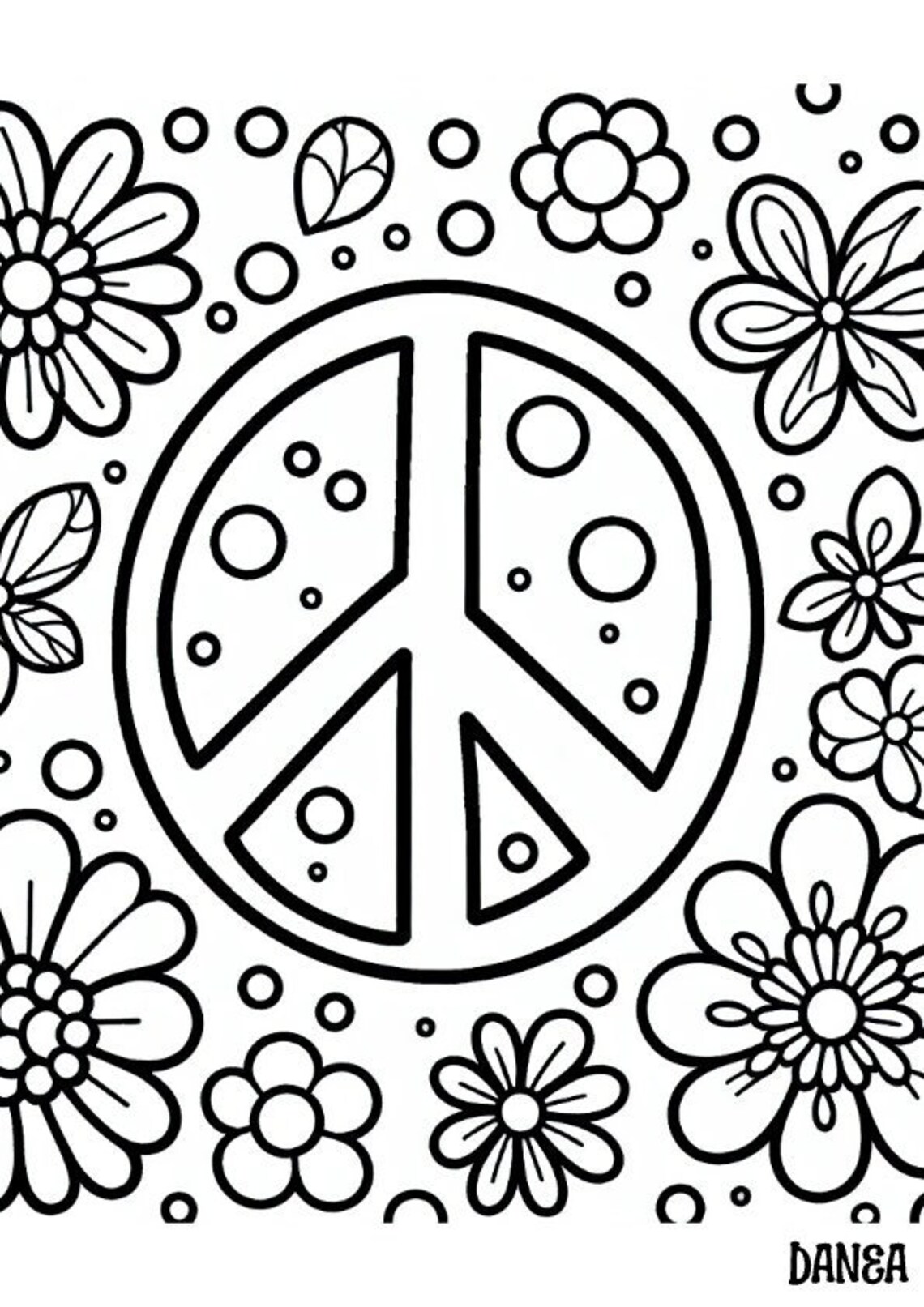 Peace Sign Coloring Page | Hippie Coloring Page | Kids Printable ...