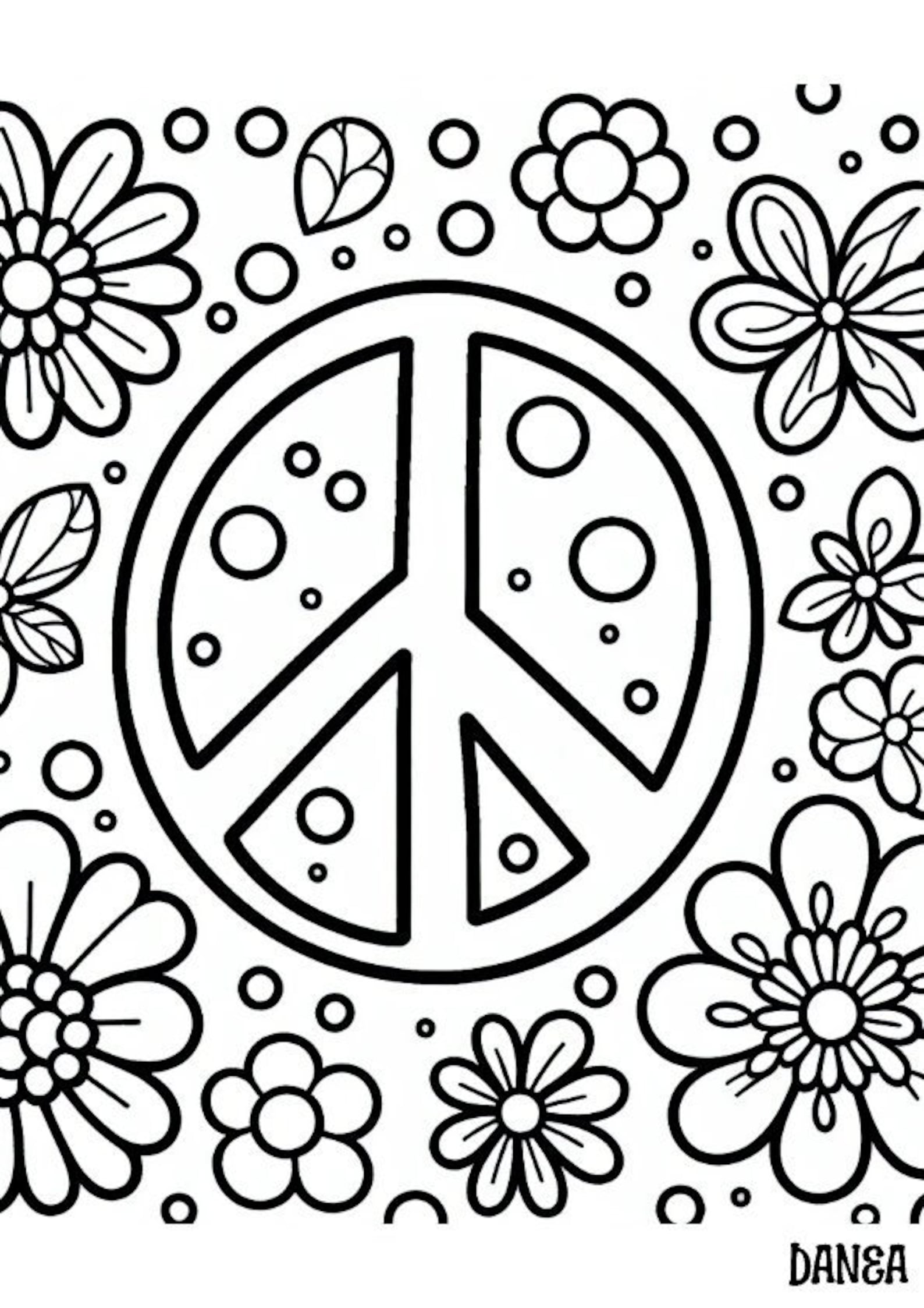 Peace Sign Coloring Page | Hippie Coloring Page | Kids Printable ...