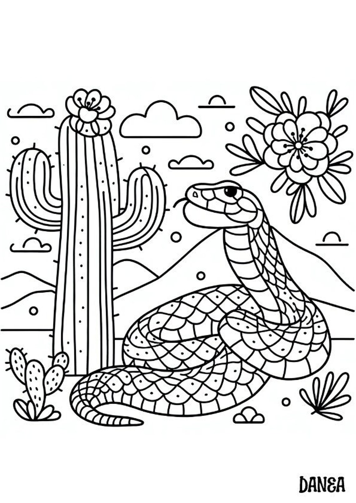 Rattlesnake Coloring Page | Kids Printable Coloring Page - Etsy
