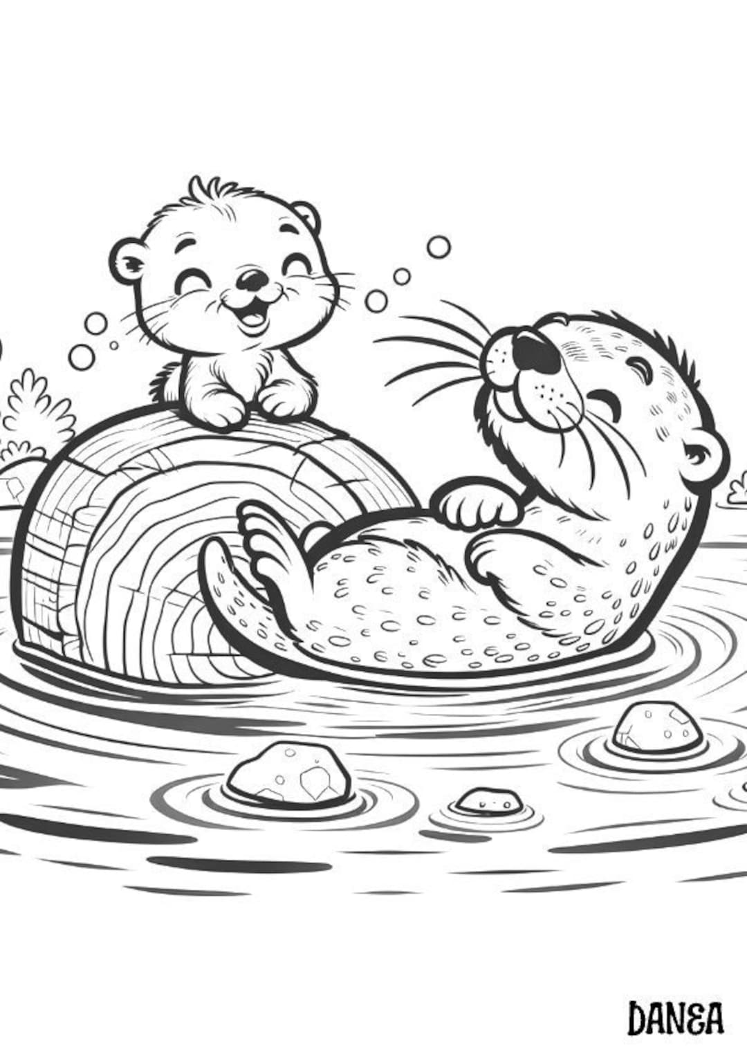 Otters Floating Coloring Page | Kids Printable Coloring Page - Etsy