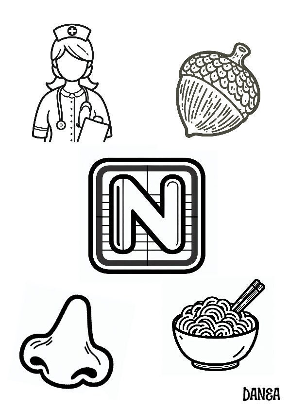 Letter N Coloring Page Learning Abcs Coloring Page Alphabet Printable ...
