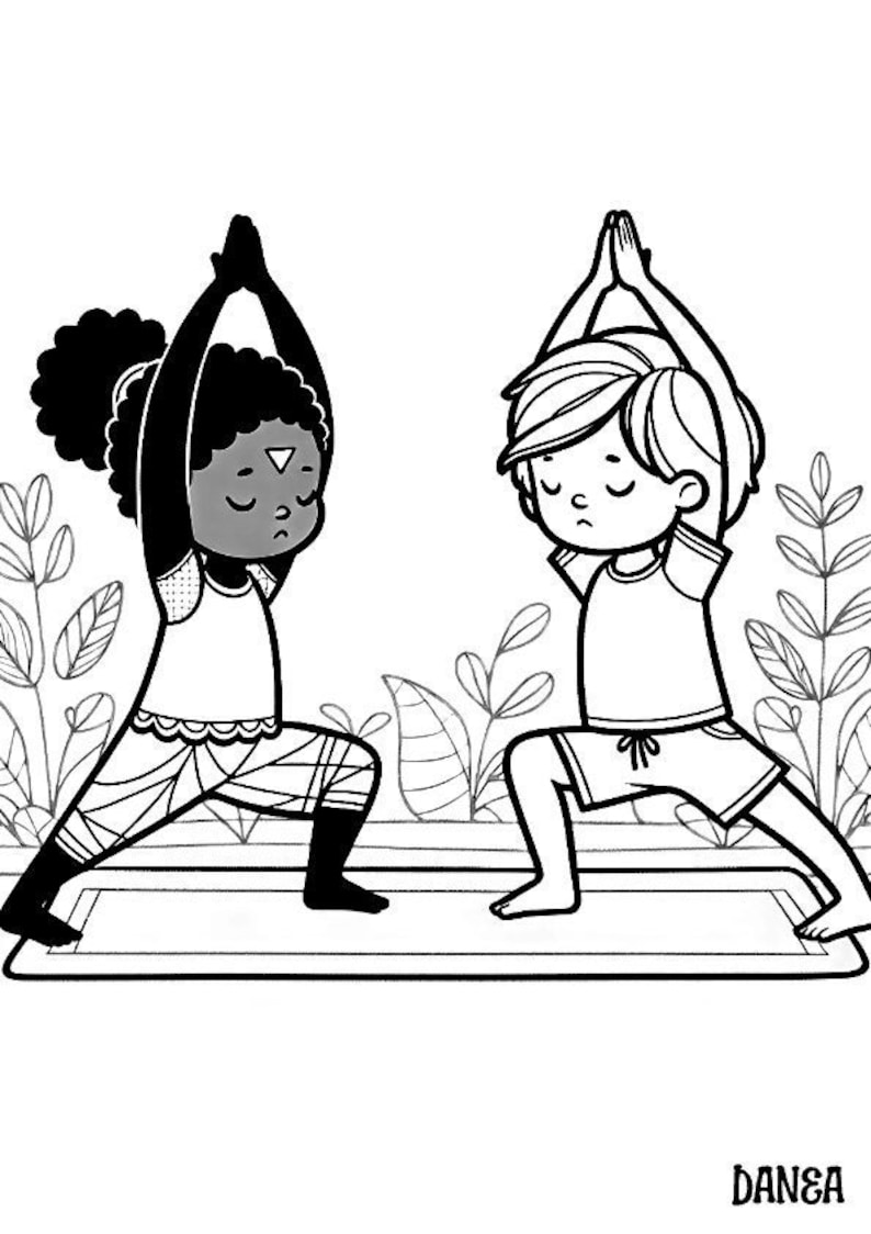 Kids Yoga Coloring Page | Kids Printable Coloring Page - Etsy