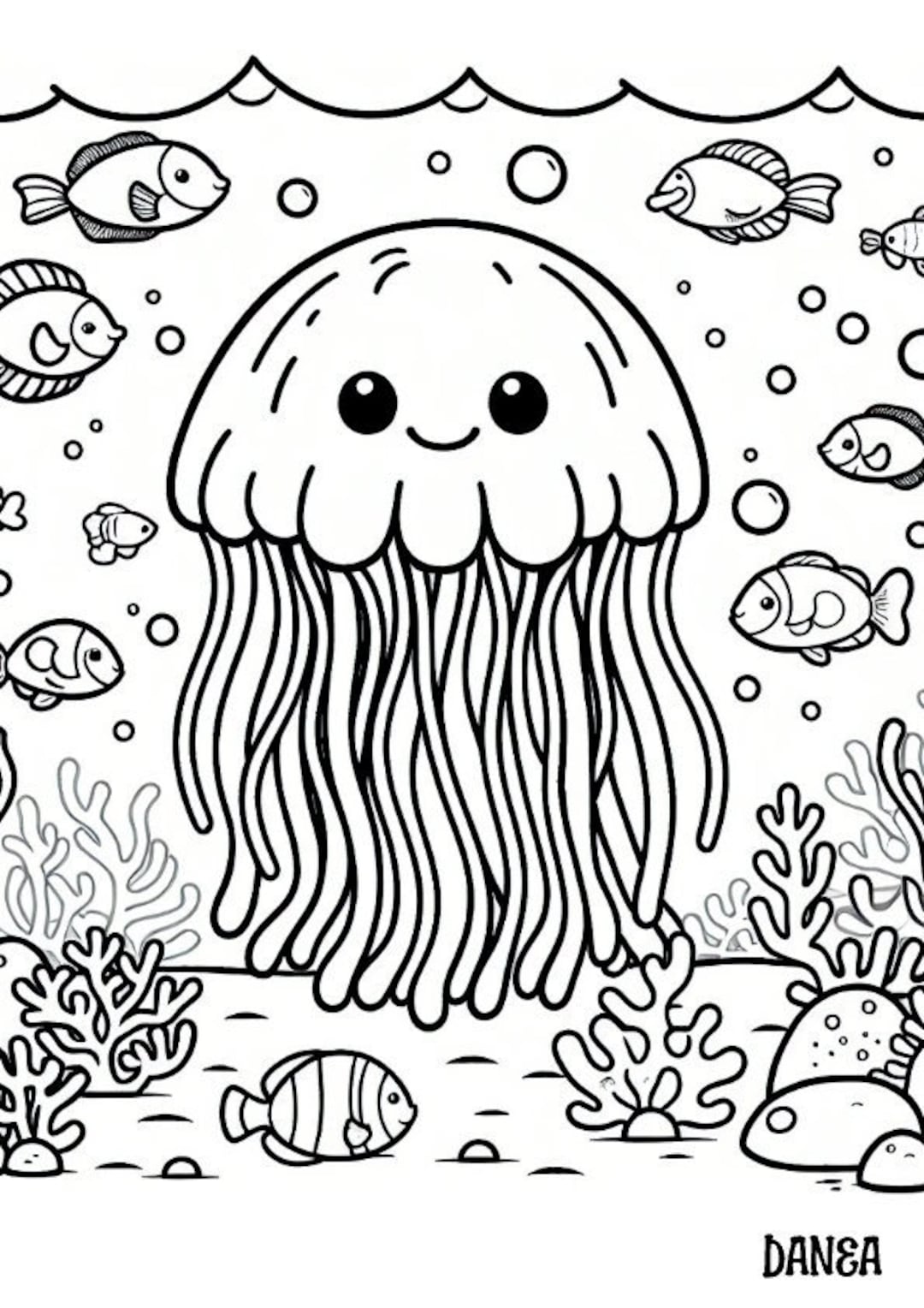 Jellyfish Coloring Page | Kids Printable Coloring Page - Etsy