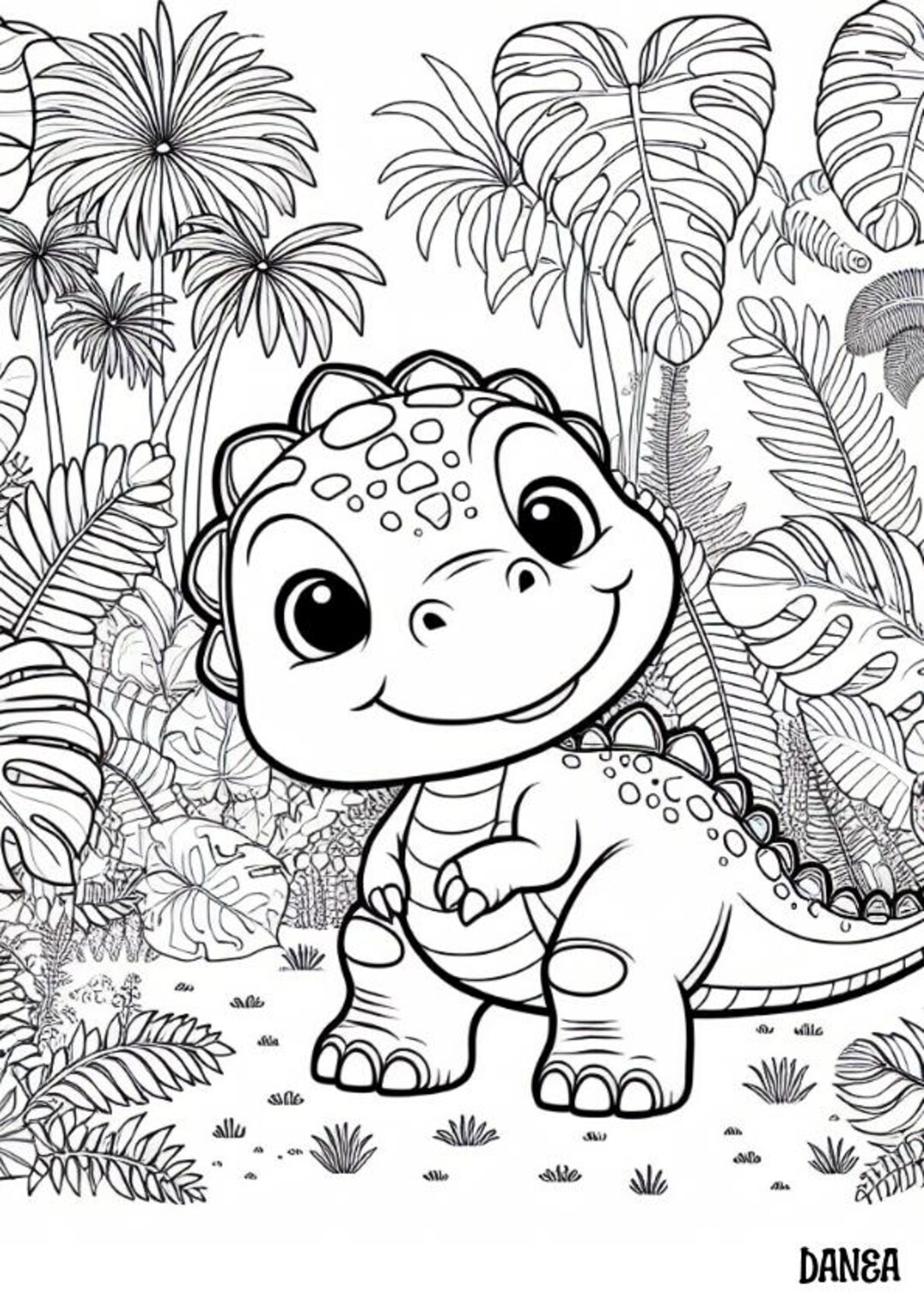 Dinosaur Coloring Page | Kids Printable Coloring Page - Etsy