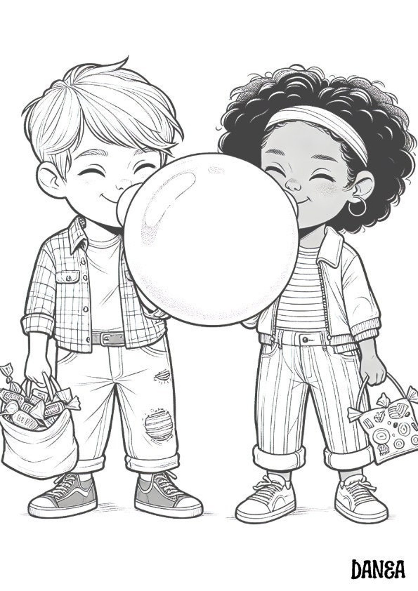 Bubblegum Fun Coloring Page | Kids Printable Coloring Page - Etsy