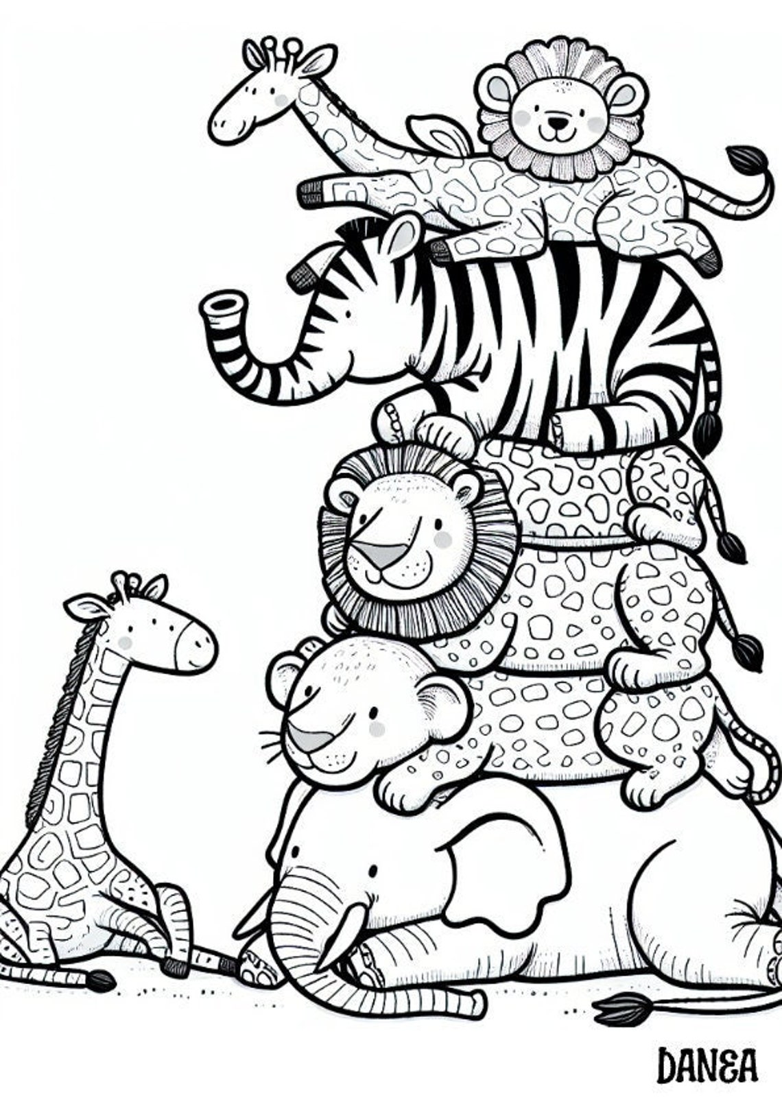 Safari Stack Coloring Page Kids Printable Coloring Page - Etsy