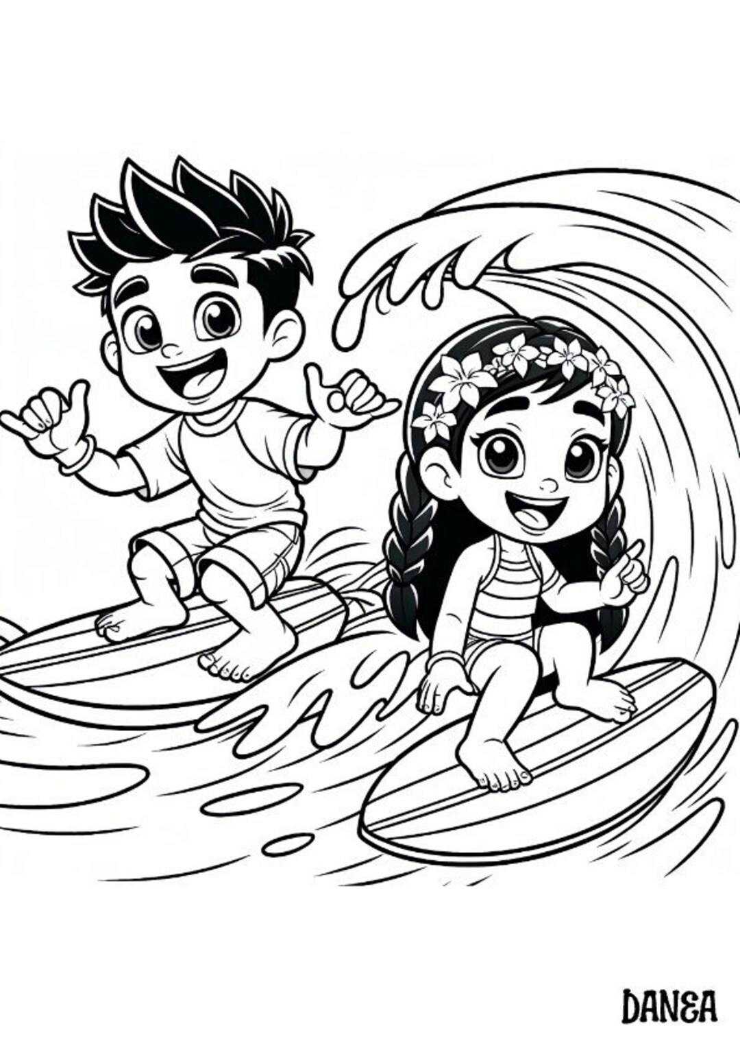 Surfing Waves Coloring Page | Kids Printable Coloring Page - Etsy