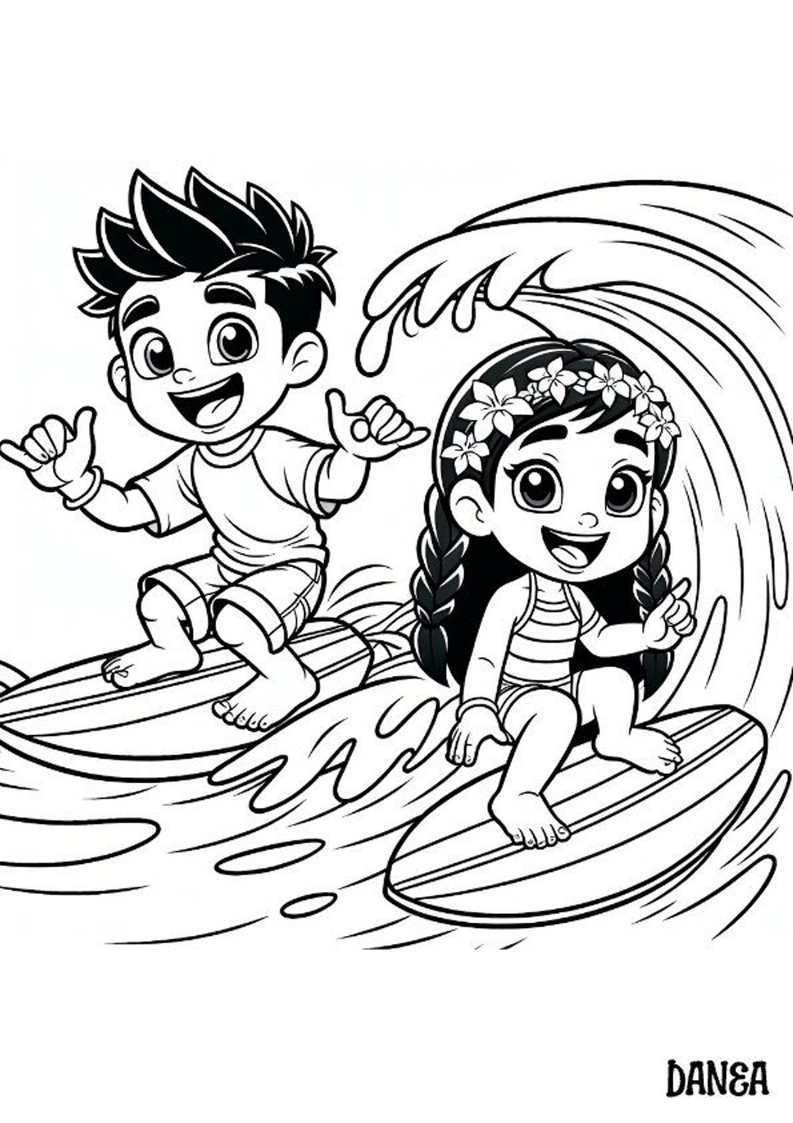 Surfing Waves Coloring Page | Kids Printable Coloring Page - Etsy