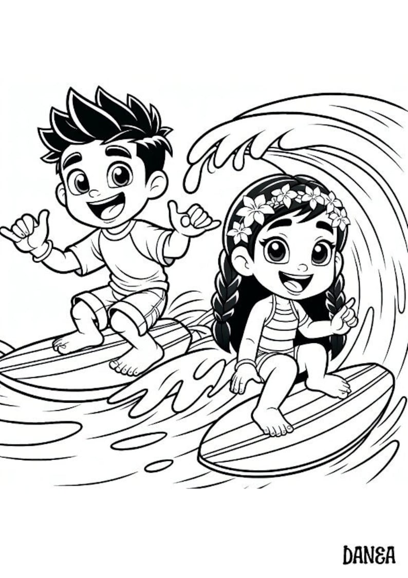 Surfing Waves Coloring Page | Kids Printable Coloring Page - Etsy