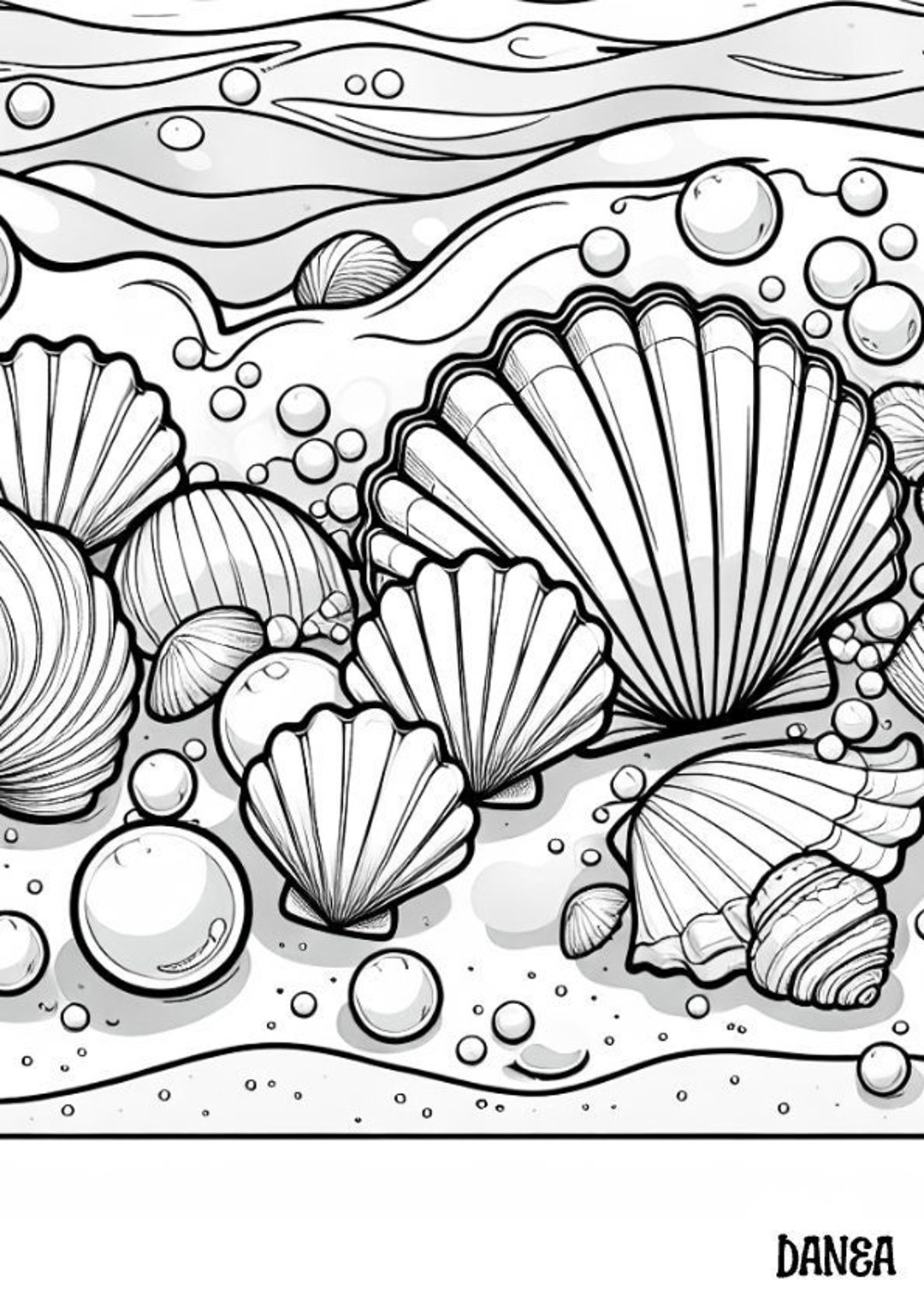 Seashells and Pearls Coloring Page | Kids Printable Coloring Page - Etsy