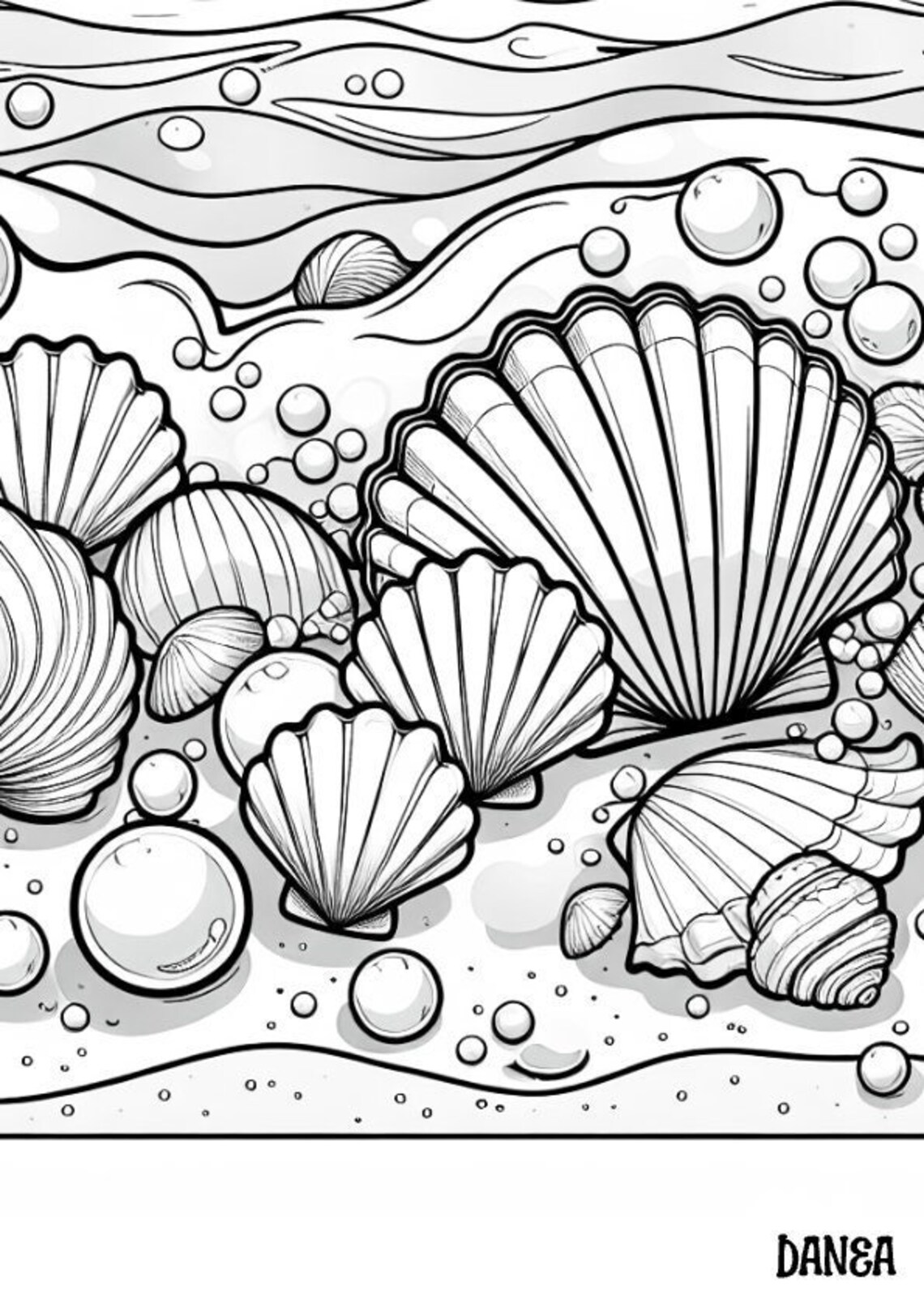 Seashells and Pearls Coloring Page | Kids Printable Coloring Page - Etsy