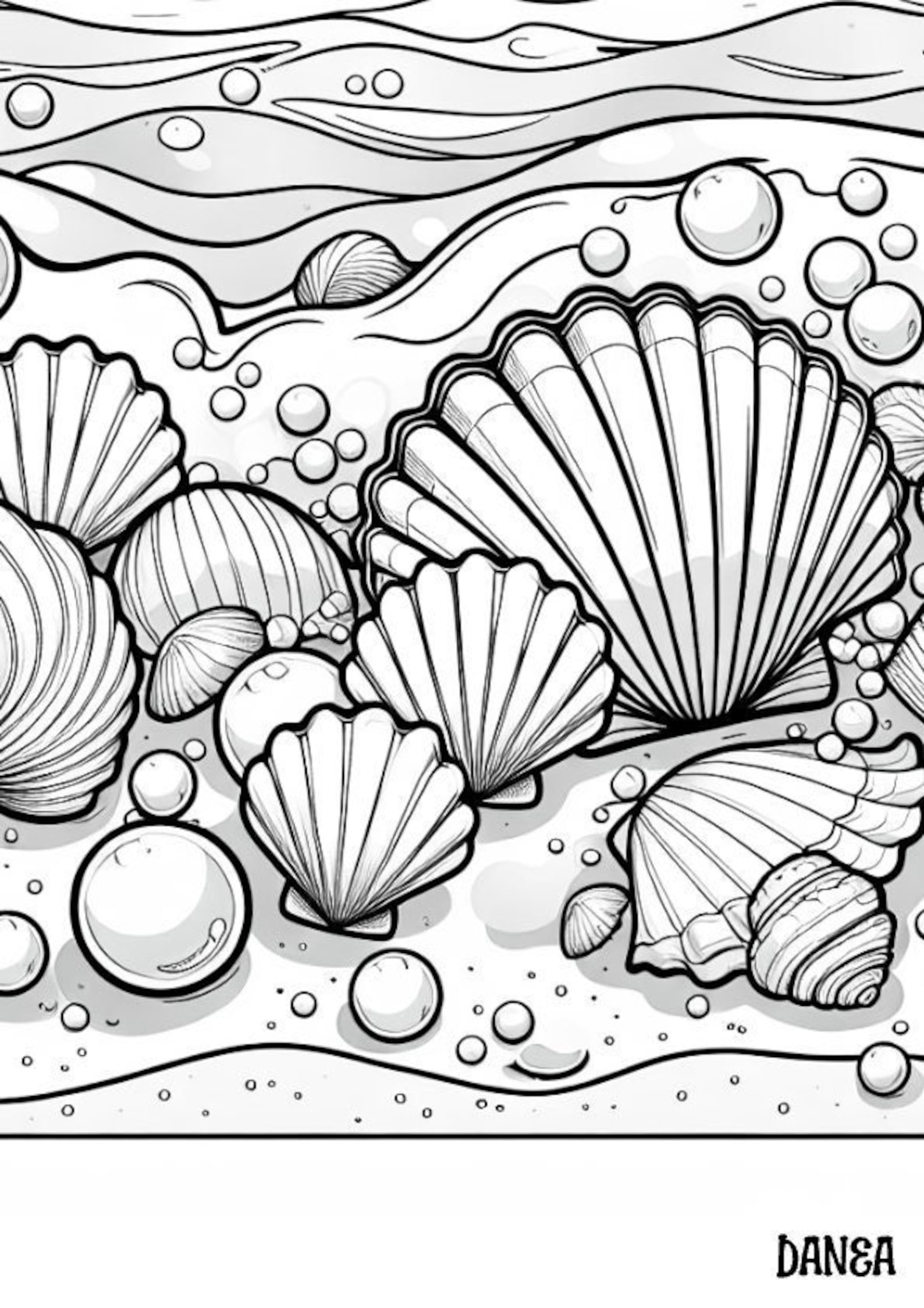 Seashells and Pearls Coloring Page | Kids Printable Coloring Page - Etsy