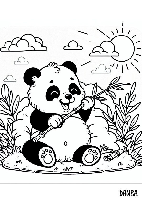 Panda With Bamboo Printable Coloring Page | Kids Printable Coloring ...