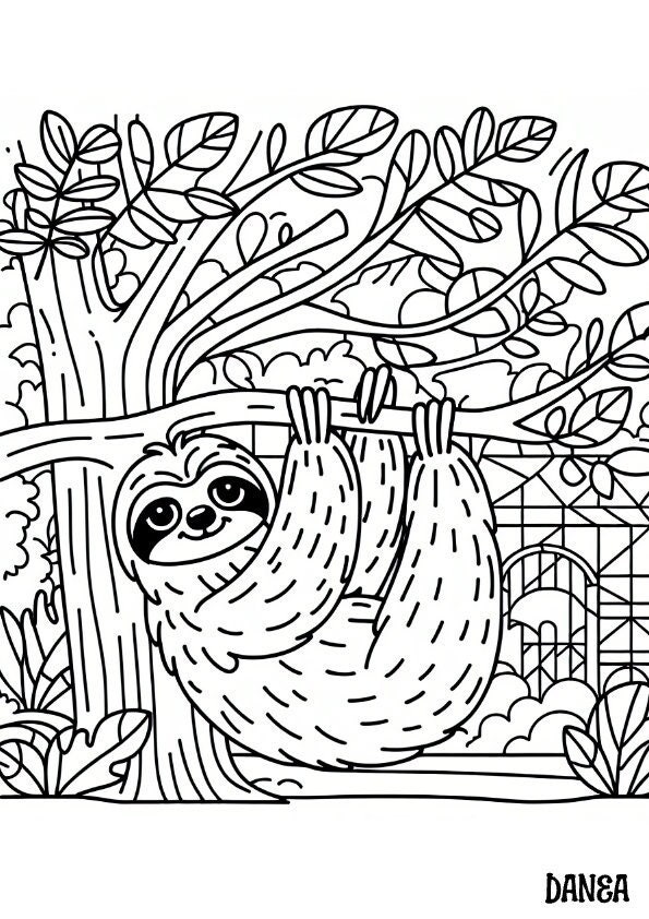 Sloth Coloring Page | Kids Printable Coloring Page - Etsy