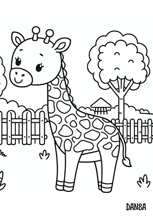 Giraffe Coloring Page | Kids Printable Coloring Page - Etsy