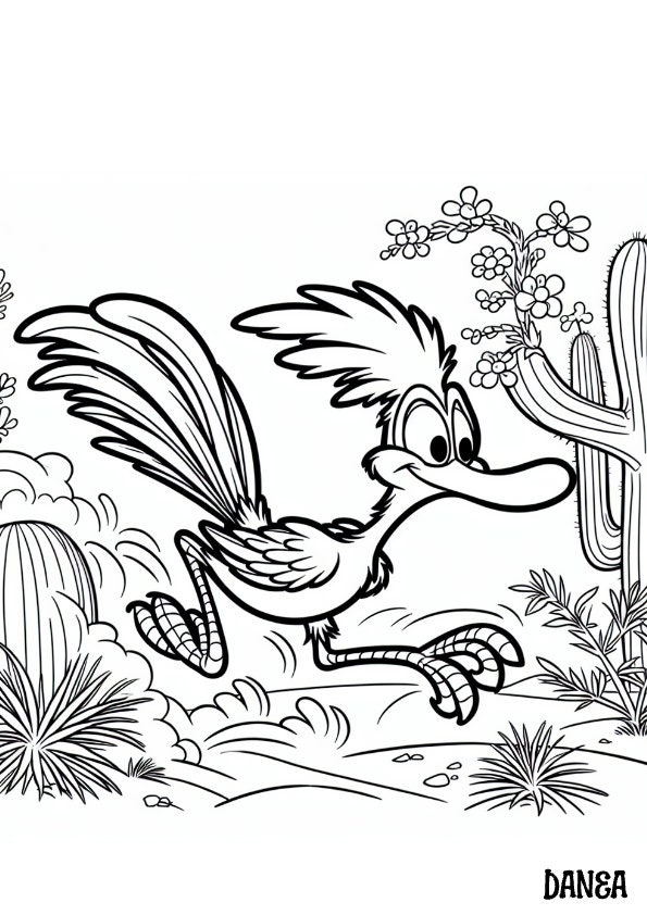 Roadrunner Coloring Page | Kids Printable Coloring Page - Etsy