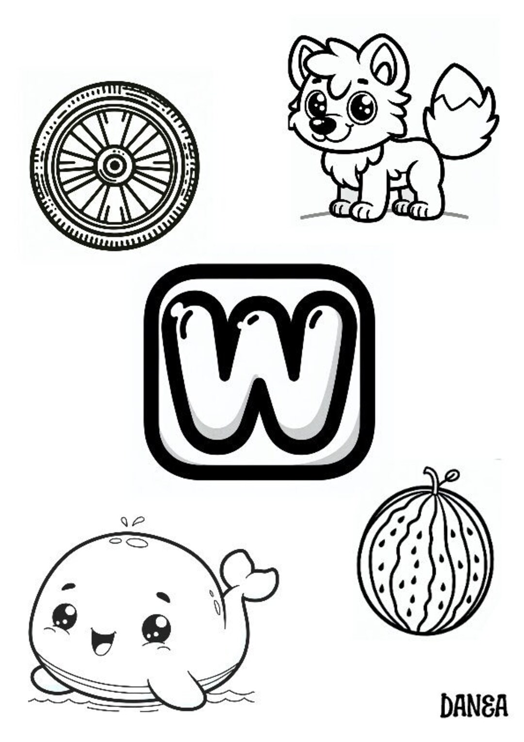 Letter W Coloring Page Learning Abcs Coloring Page Alphabet Printable ...