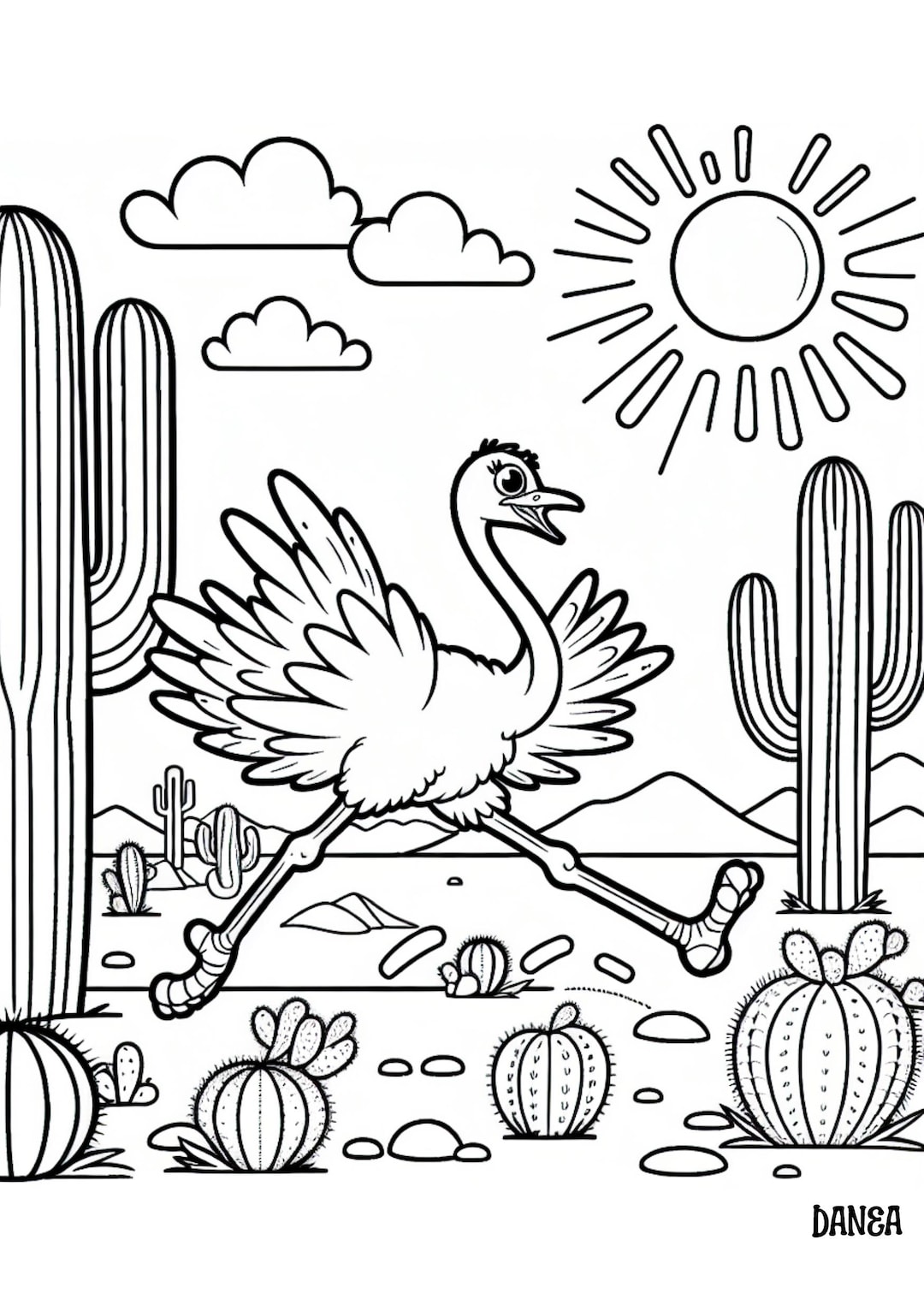 Ostrich Coloring Page | Kids Printable Coloring Page | Ostrich ...