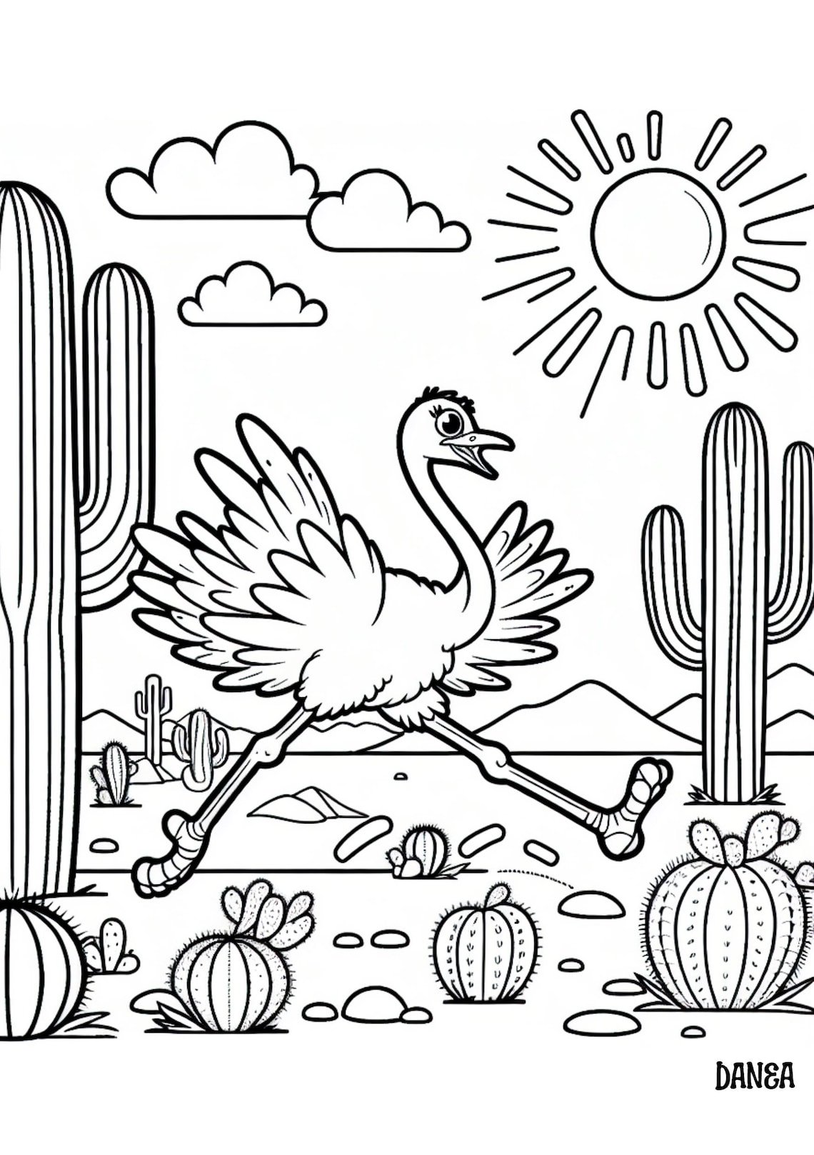 Ostrich Coloring Page | Kids Printable Coloring Page | Ostrich ...