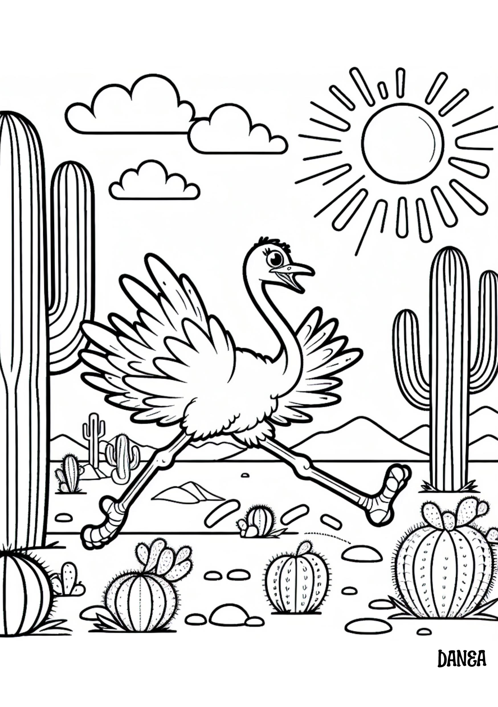 Ostrich Coloring Page | Kids Printable Coloring Page | Ostrich ...