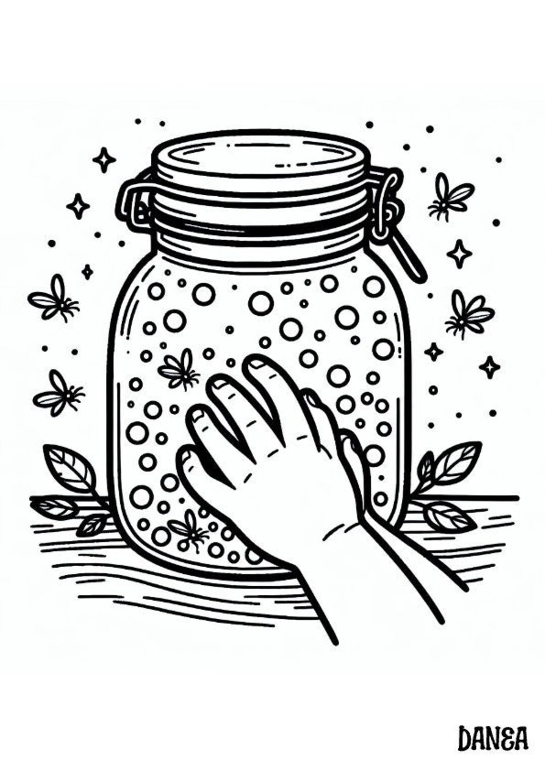 Fireflies in A Jar Coloring Page | Kids Printable Coloring Page - Etsy