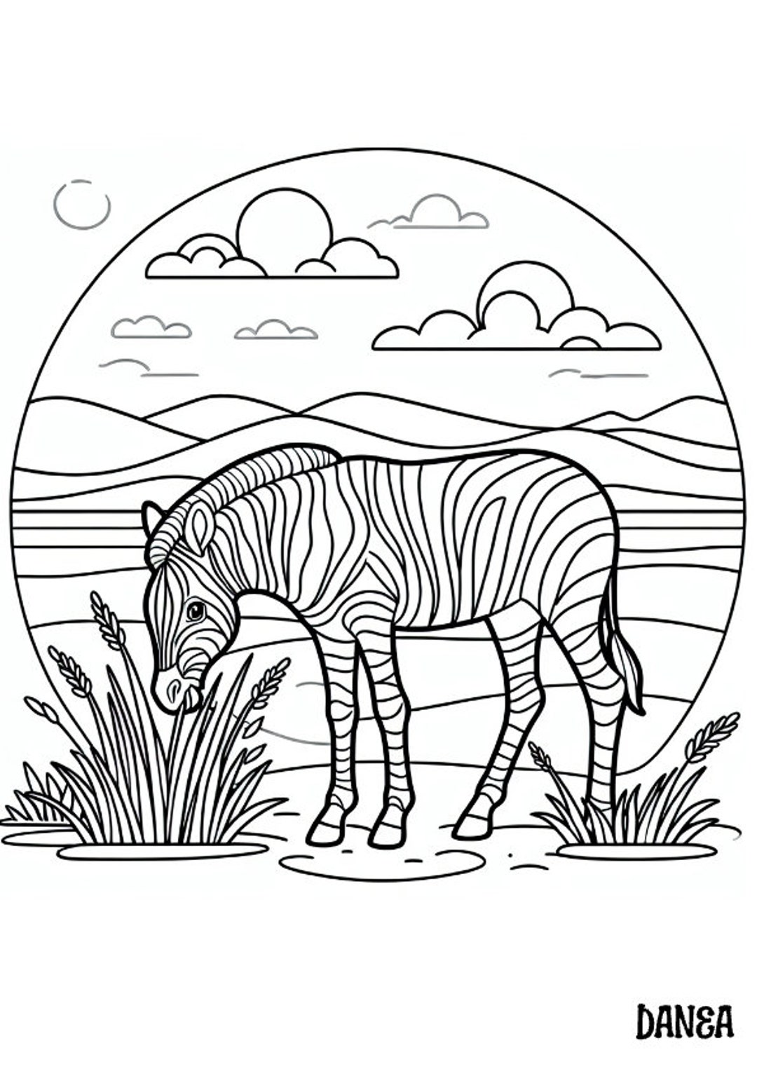 Zebra Coloring Page | Kids Printable Coloring Page - Etsy