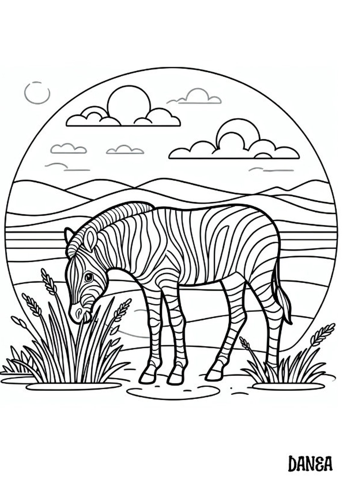 Zebra Coloring Page | Kids Printable Coloring Page - Etsy