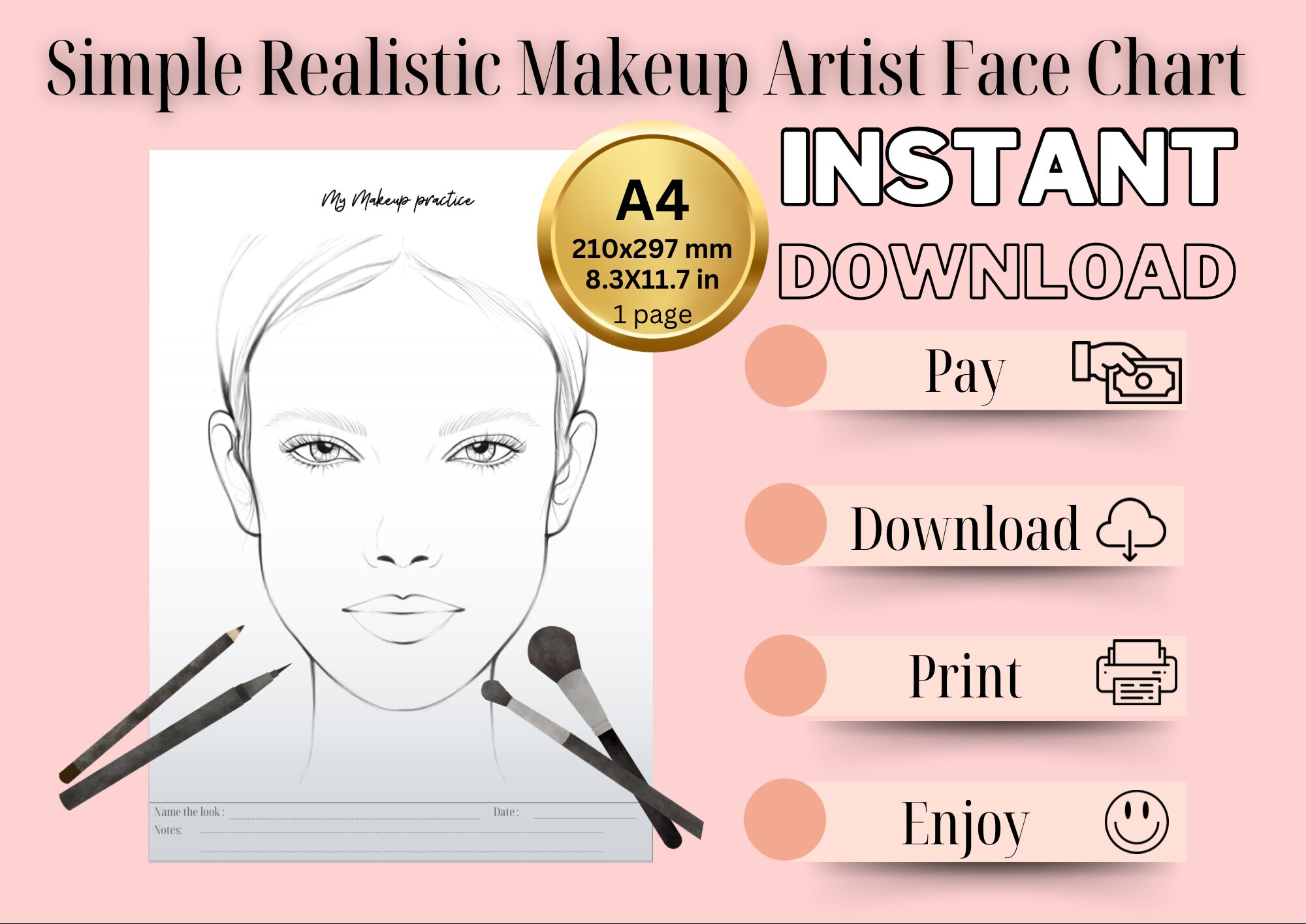Face Chart , Makeup Artist Face Chart , Makeup Practice, Makeup Face ...