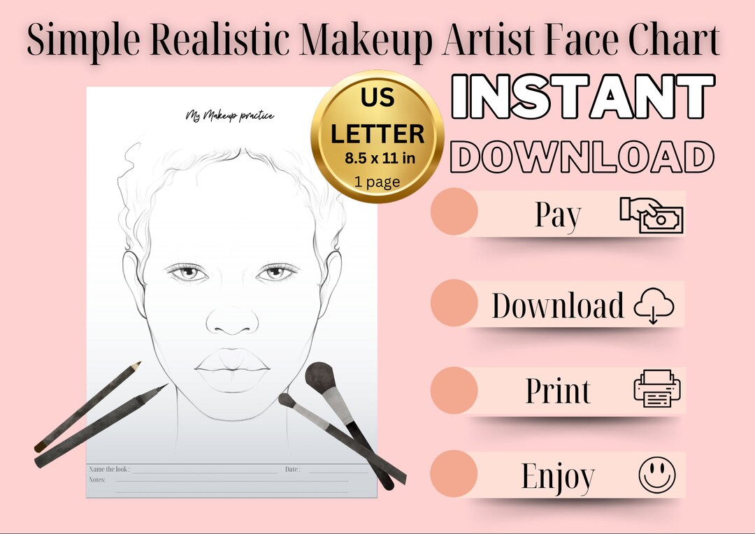 Face Chart , Makeup Artist Face Chart , Makeup Practice, Makeup Face ...