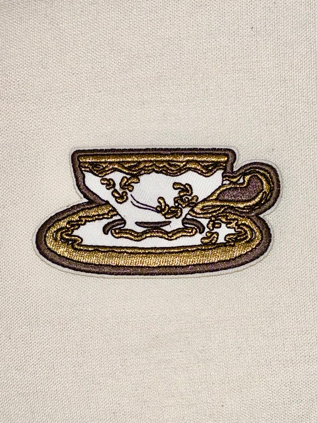 Rep Era Inspired Gold and White Teacup Iron on Patch - Etsy