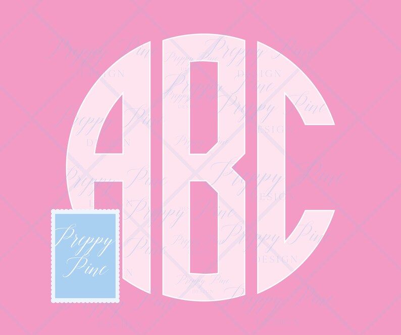 Grandmillenial Pink Monogram, Coastal & Preppy, Full Alphabet PNG ...