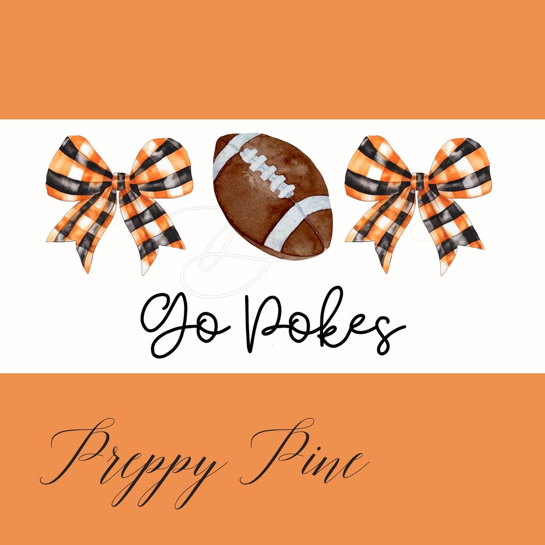 Go Pokes, Oklahoma State University Orange and Black Bow With Football ...