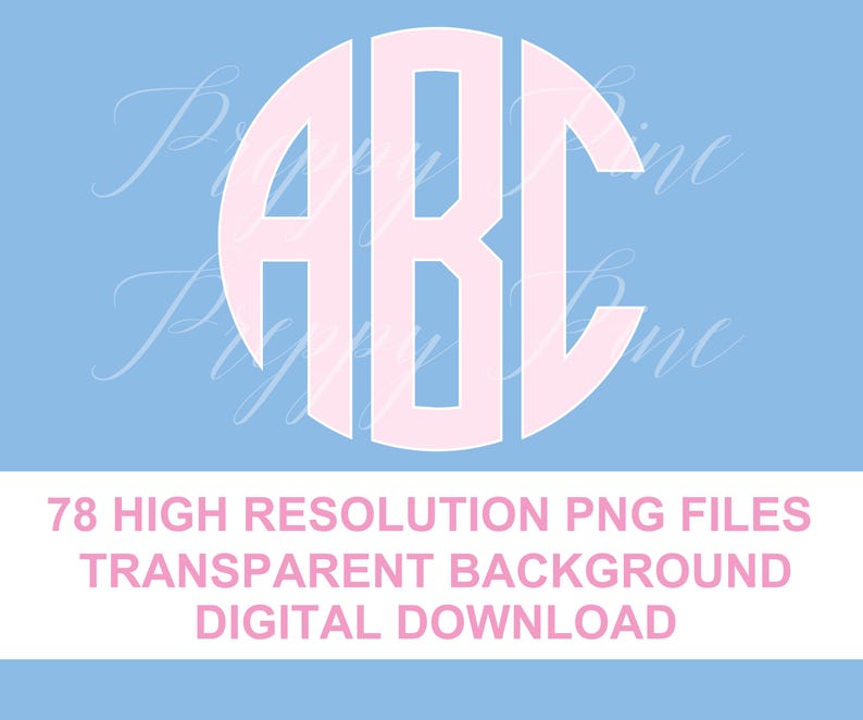 Grandmillenial Pink Monogram, Coastal & Preppy, Full Alphabet PNG ...