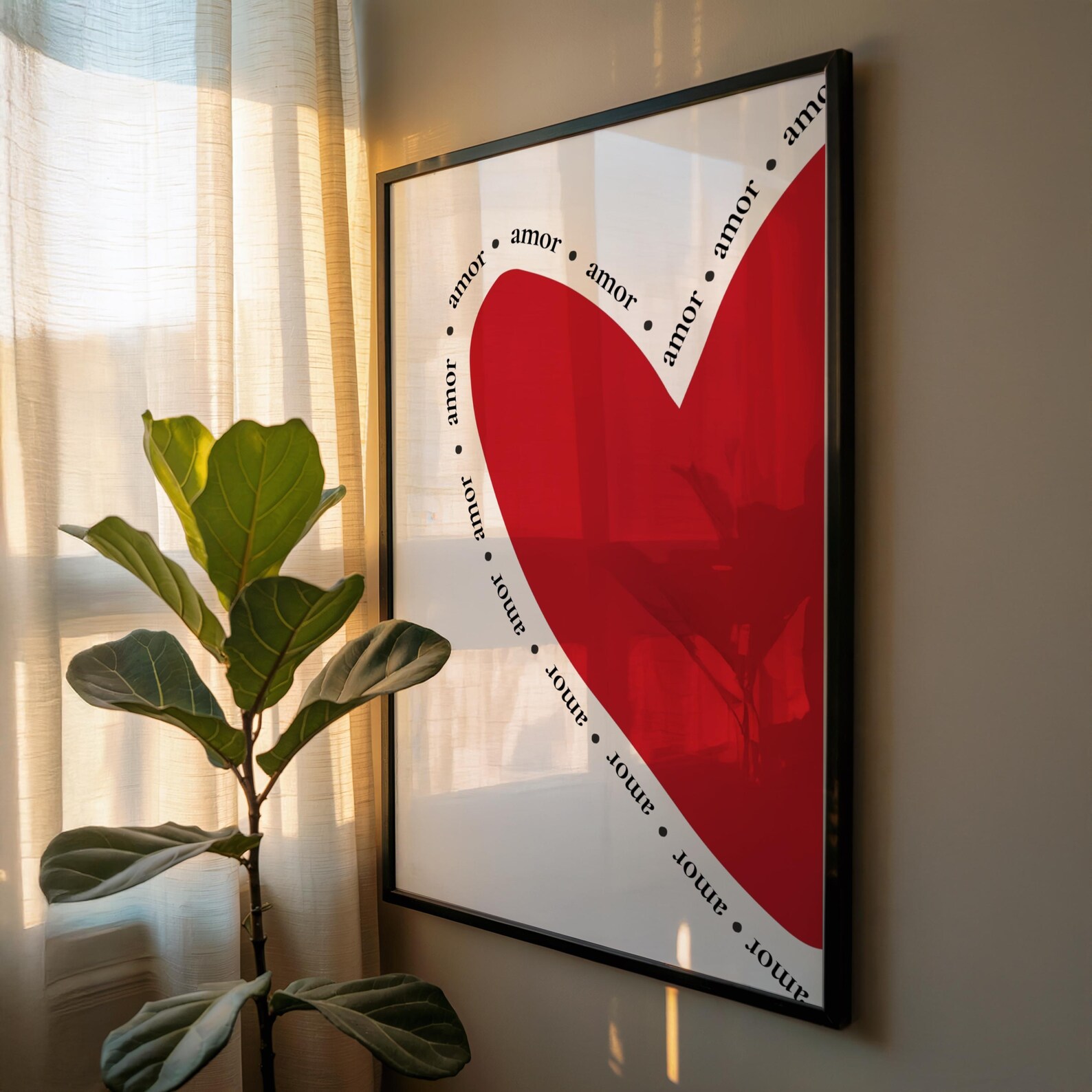 Red Amor Heart Print: Retro Trendy Wall Art (digital Download) - Etsy
