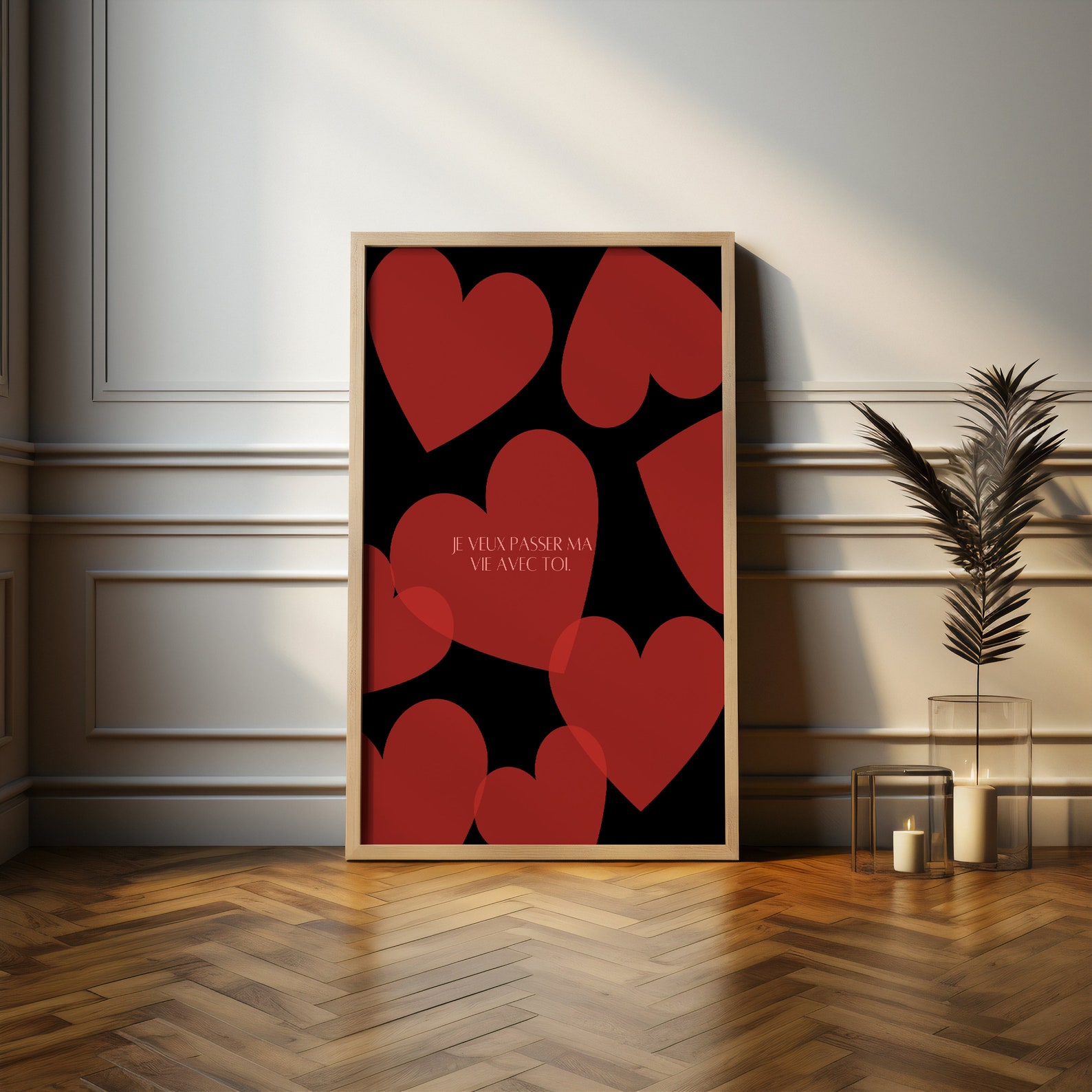 Modern Wall Art, Cool Girl Red Heart Wall Art, French Retro Poster, Red ...