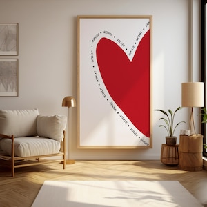 Red Amor Print, Amor Red Heart Wall Art, Retro Love Wall Art, Eclectic ...