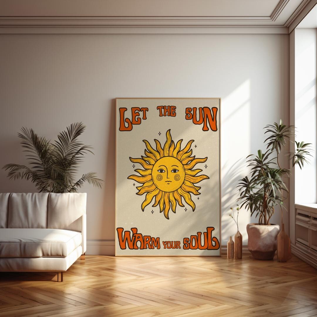 Boho Sun Print, Large Vintage Sun Art, Sun Quote Art Poster, Abstract ...