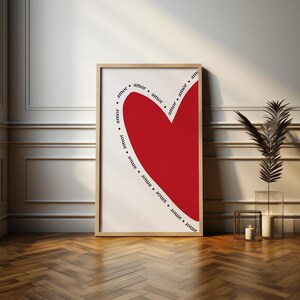 Red Amor Print, Amor Red Heart Wall Art, Retro Love Wall Art, Eclectic ...