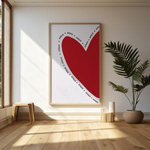 Red Amor Print, Amor Red Heart Wall Art, Retro Love Wall Art, Eclectic ...