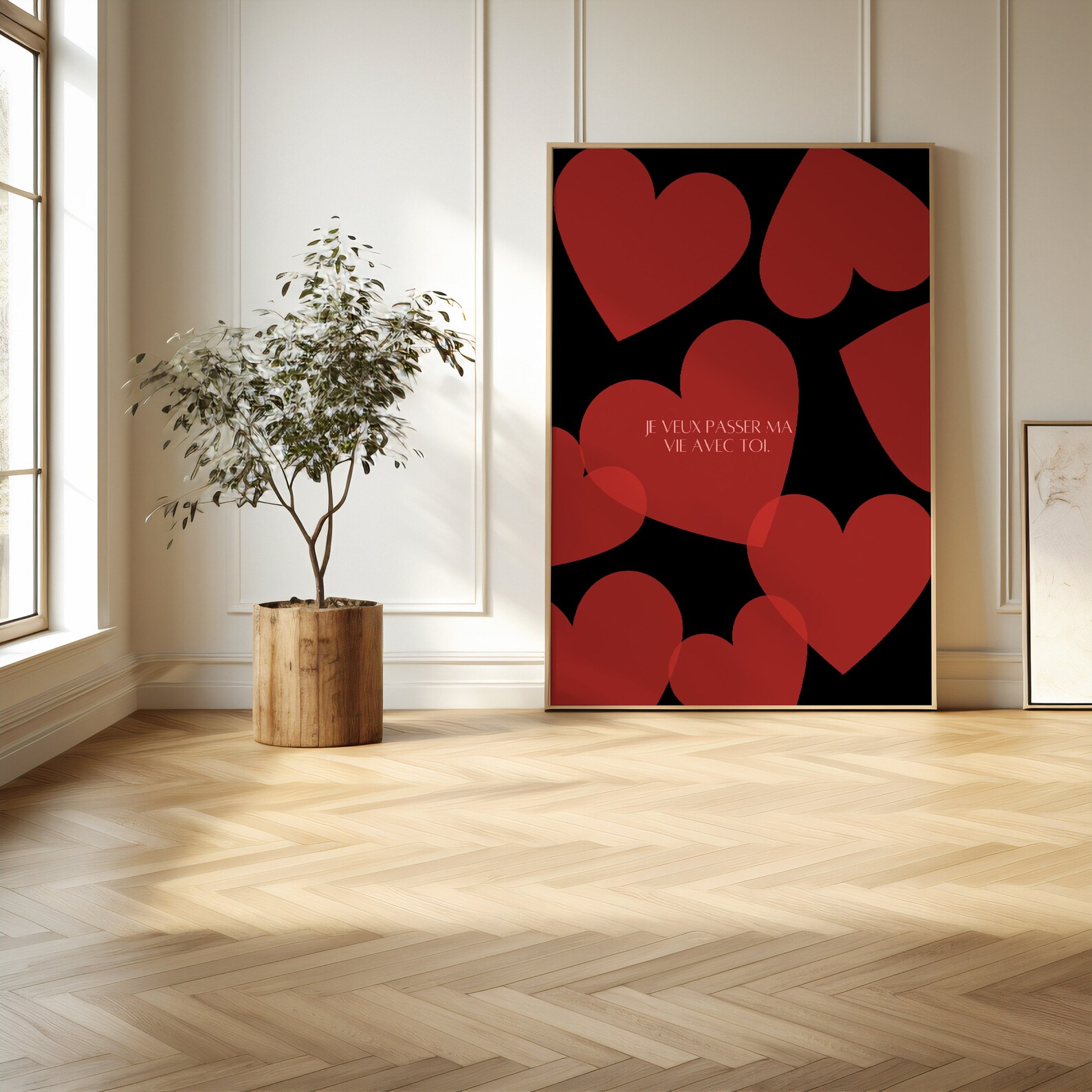 Modern Wall Art, Cool Girl Red Heart Wall Art, French Retro Poster, Red ...