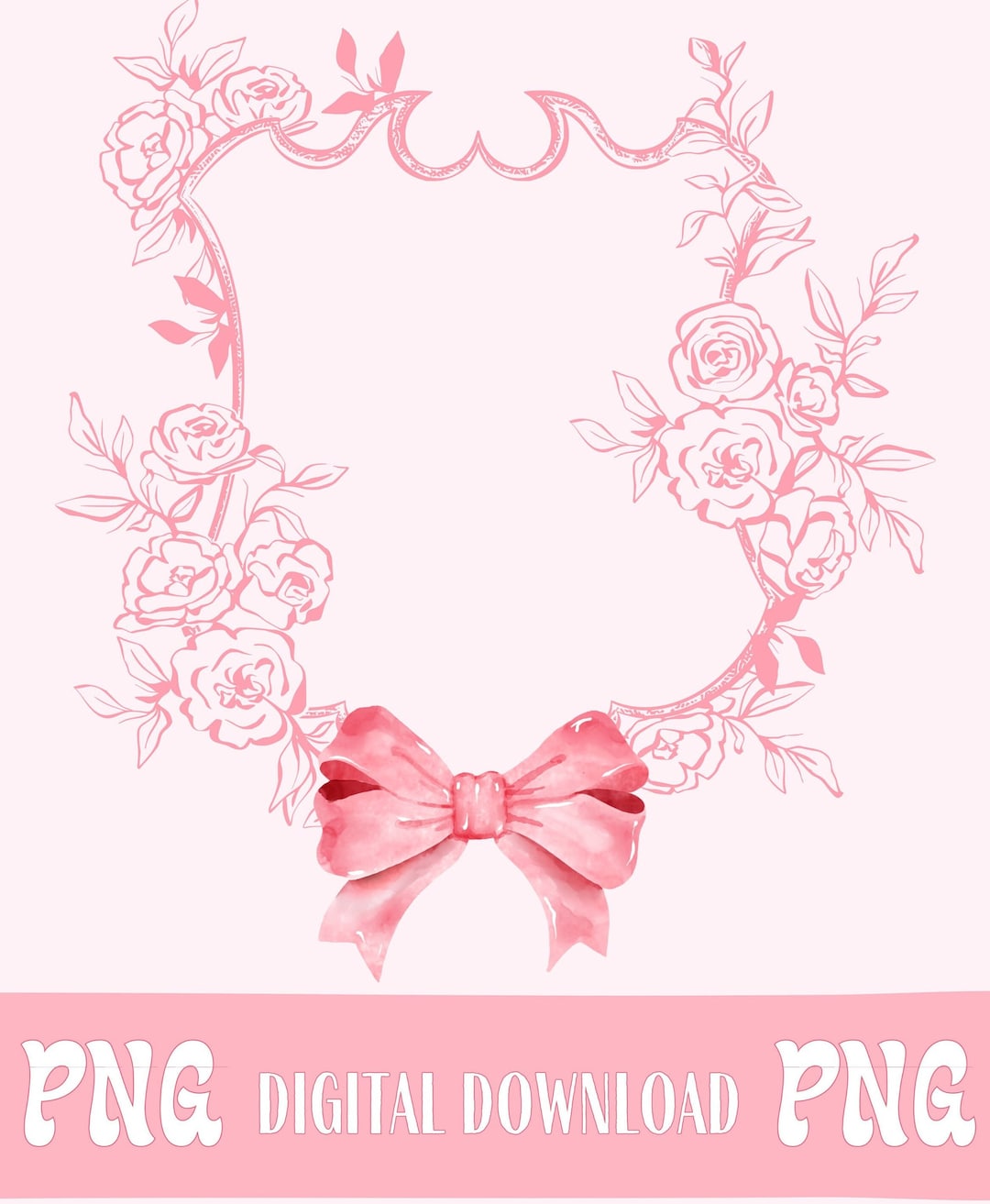 Pink Bow Crest PNG Sublimation Coquette Bows Png Preppy Grandmillenial ...