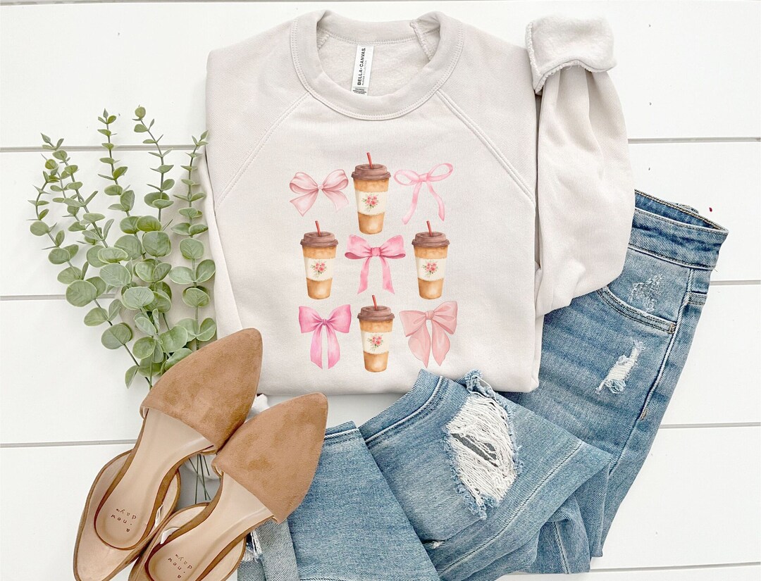 Latte and Bows PNG Sublimation Trendy Bows Png Pink Coquette PNG ...