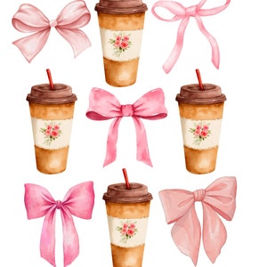 Latte and Bows PNG Sublimation Trendy Bows Png Pink Coquette PNG ...