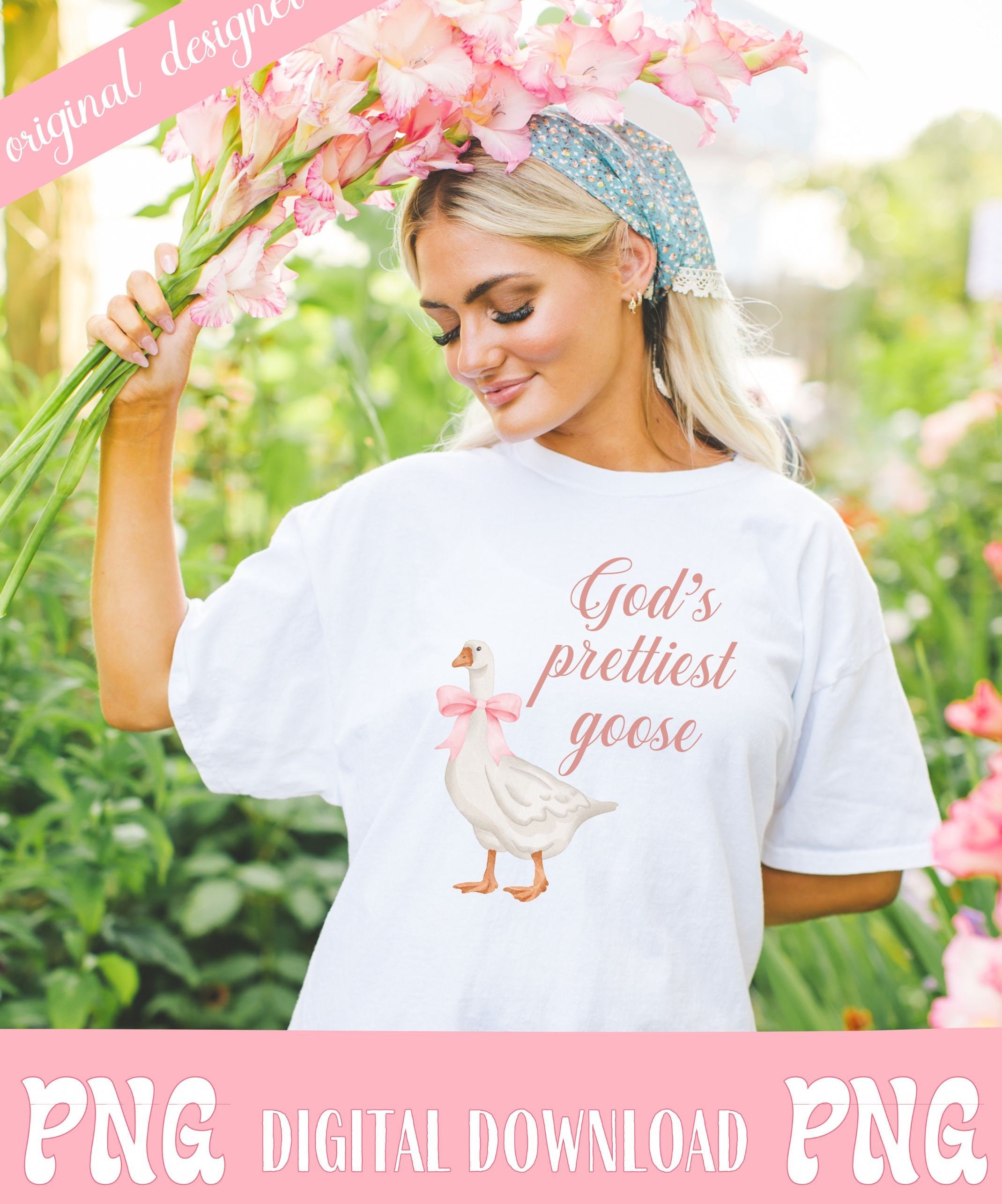 God's Prettiest Goose PNG Sublimation Pink Bows Goose Png Silly Goose ...