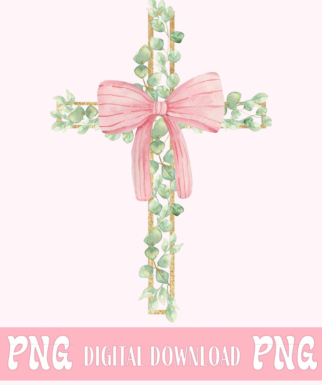 Watercolor Easter Cross PNG Sublimation Bow DIGITAL Design Png ...