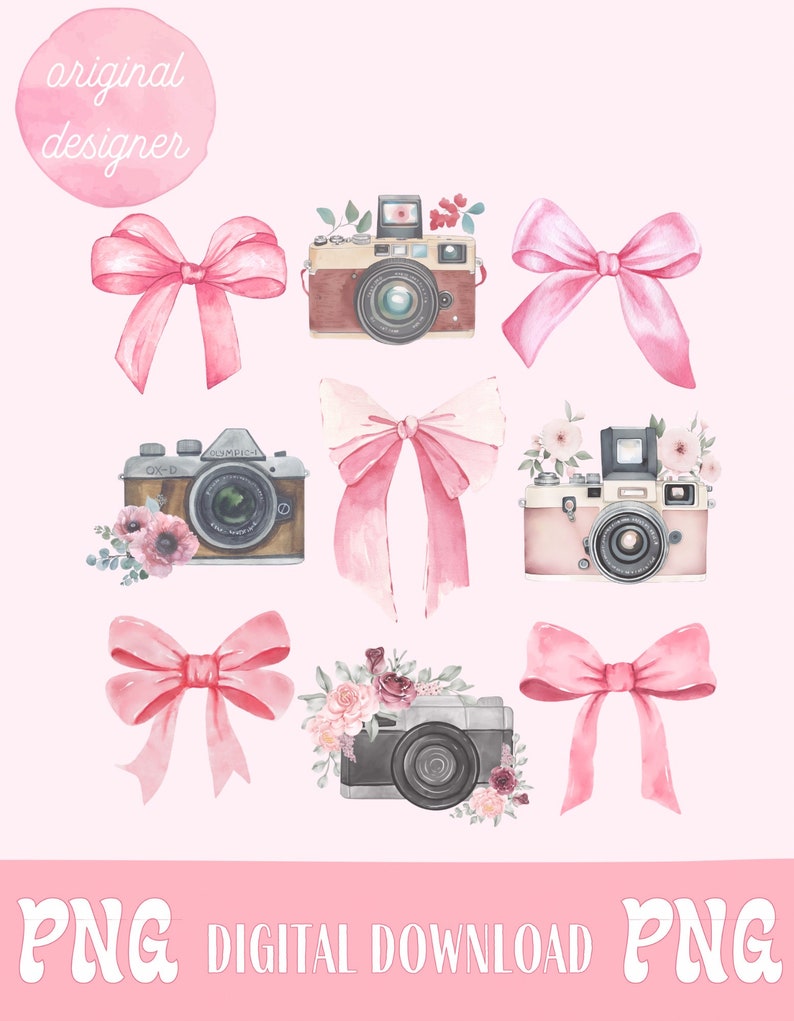 Bows and Cameras Png Photography Era PNG Boho Sublimation Png ...