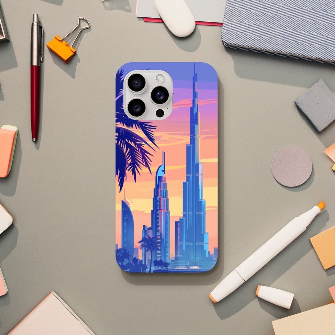 Dubai Burj Khalifa Cityscape Art Phone Case for iPhone 15 Pro Max ...