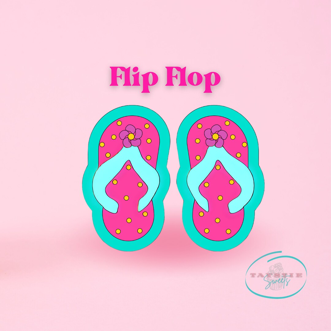 Flip Flop Cookie Cutter - Flip Flops Cookie Stamp, Cookie Cutter ...