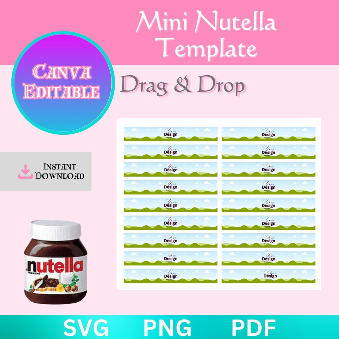 Mini Nutella Template - Mini Nutella Sticker, Mini Nutella Label ...