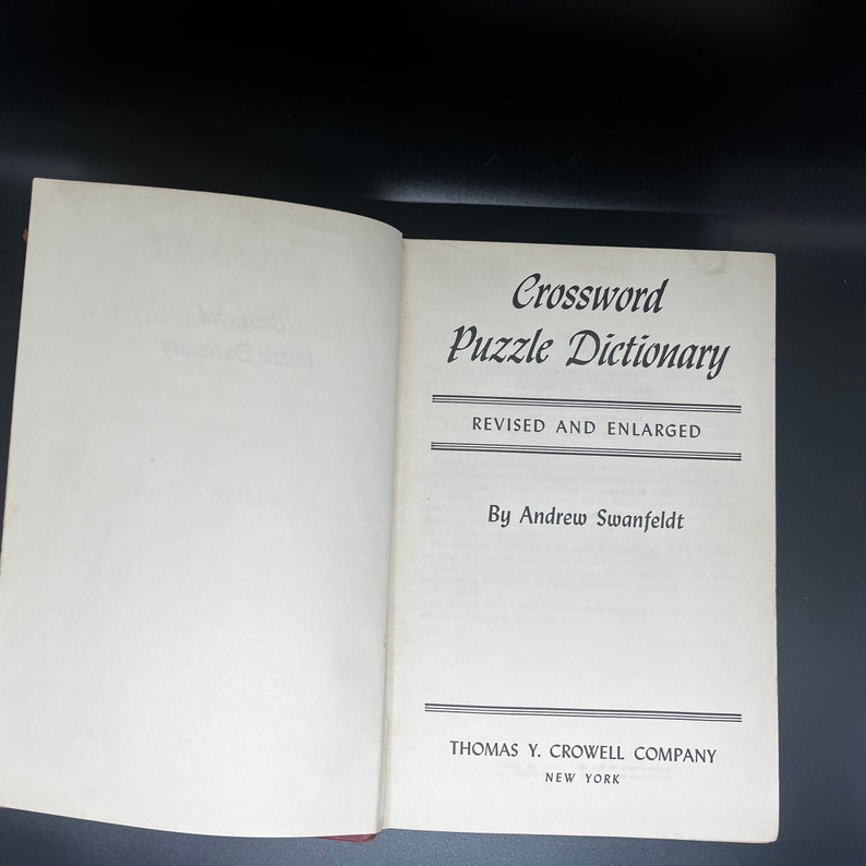 Crossword Puzzle Dictionary by Andrew Swanfeldt 1959 Vintage Book - Etsy